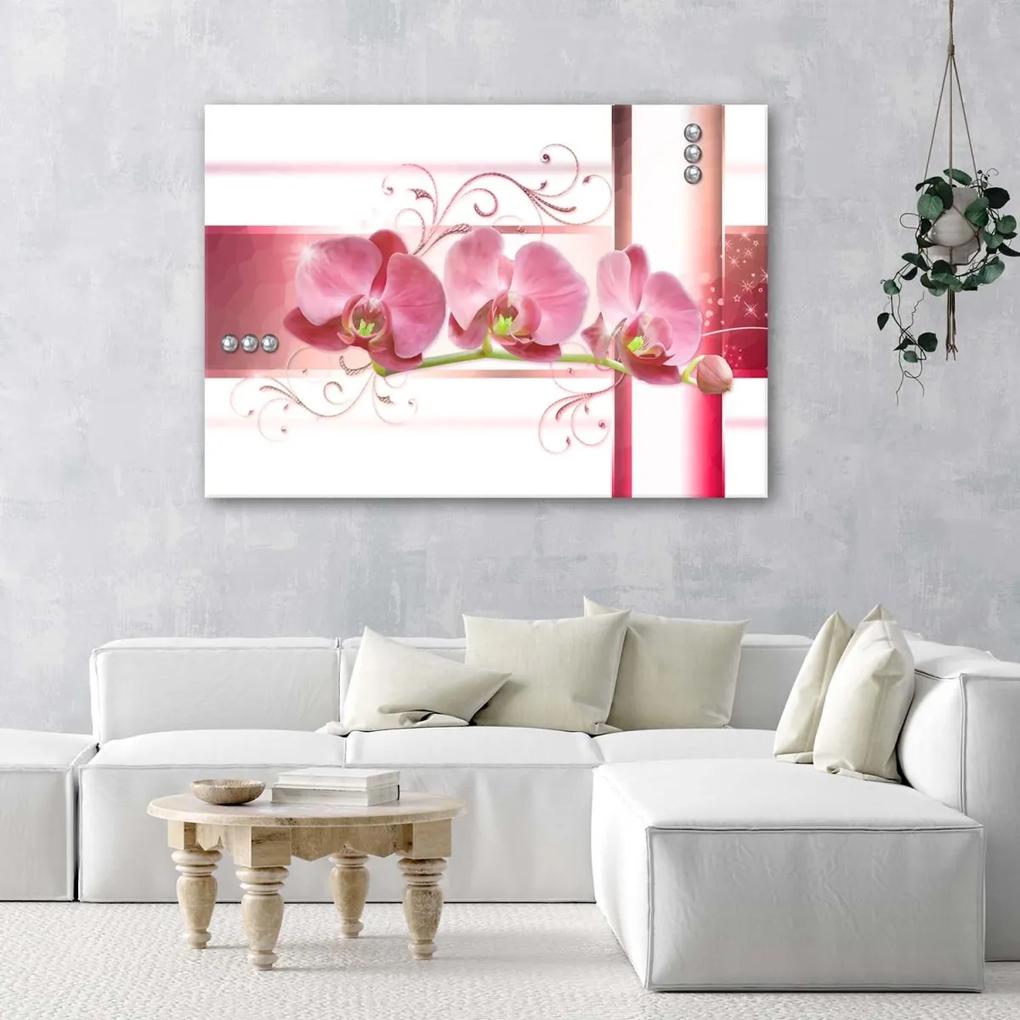 Obraz na plátně Růžová květina Orchidej - 90x60 cm