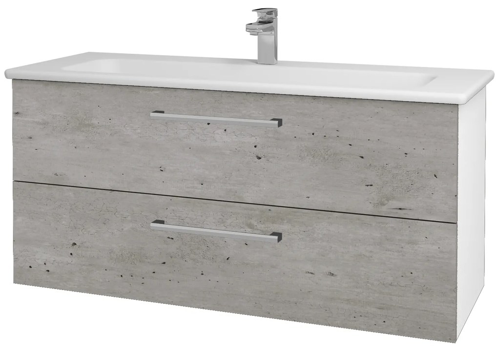 Dřevojas Koupelnová skříň GIO SZZ2 120 Varianta: N01 Bílá lesk / Úchytka T03 / D16 Beton tmavý