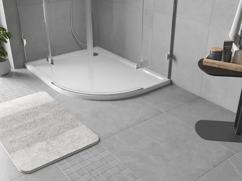 Mexen Flow čtvrtkruhový asymetrický slim levý 90 x 80 cm, bílý lesk - 46Q108090L