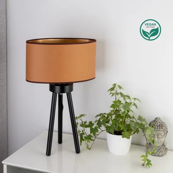 Duolla - Stolní lampa OVAL VEGAN 1xE27/15W/230V pr. 30 cm hnědá