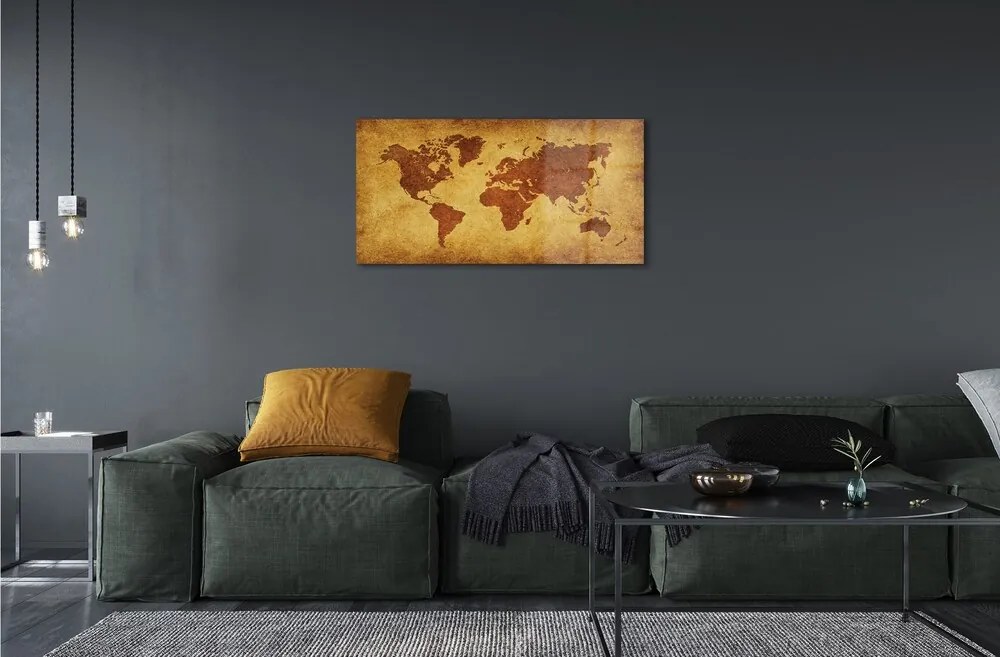 Obraz na skle Starý hnědý mapa 140x70 cm