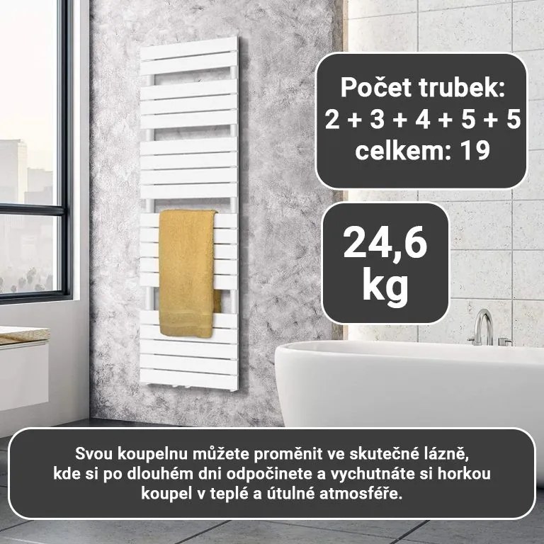Koupelnový radiátor 180 × 60 cm, 1100 W, antracit