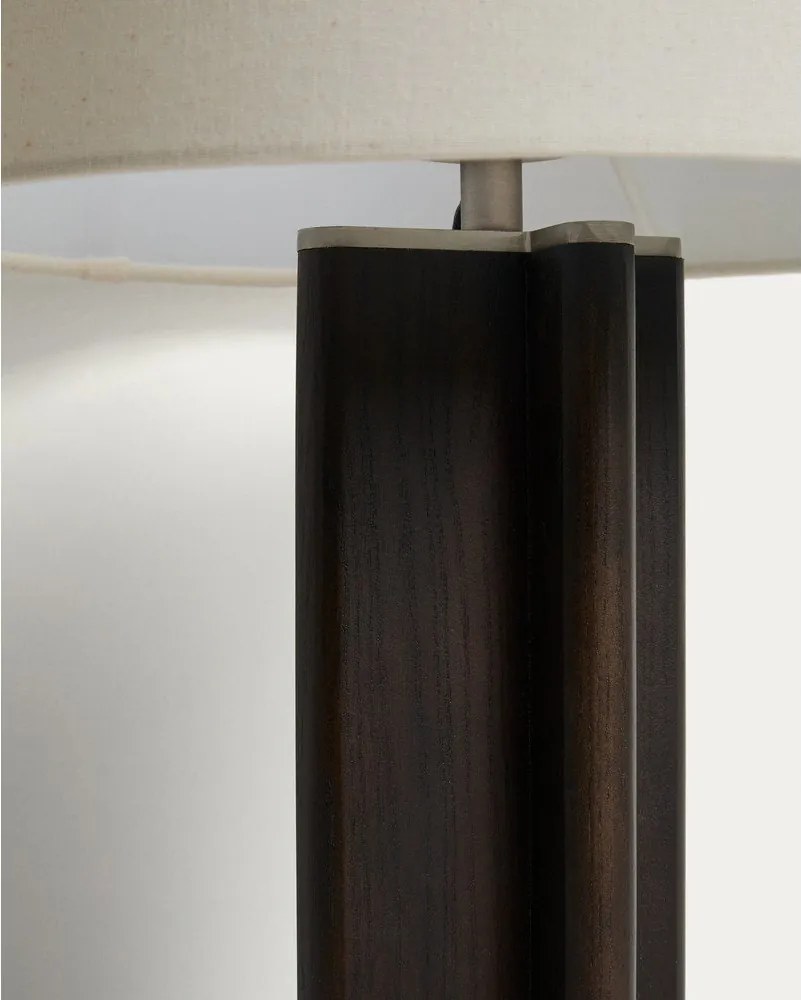 Bílá/tmavě hnědá stolní lampa z kaučukového dřeva s textilním stínidlem (výška 48 cm) Niani – Kave Home