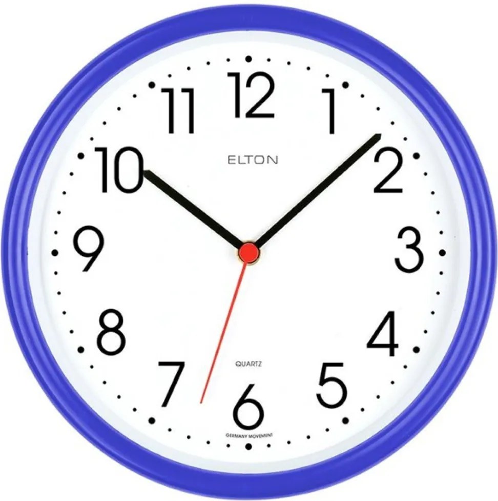 ELTON Kulaté plastové nástěnné hodiny české výroby Elton Minor – modré E21.4758.30.002756