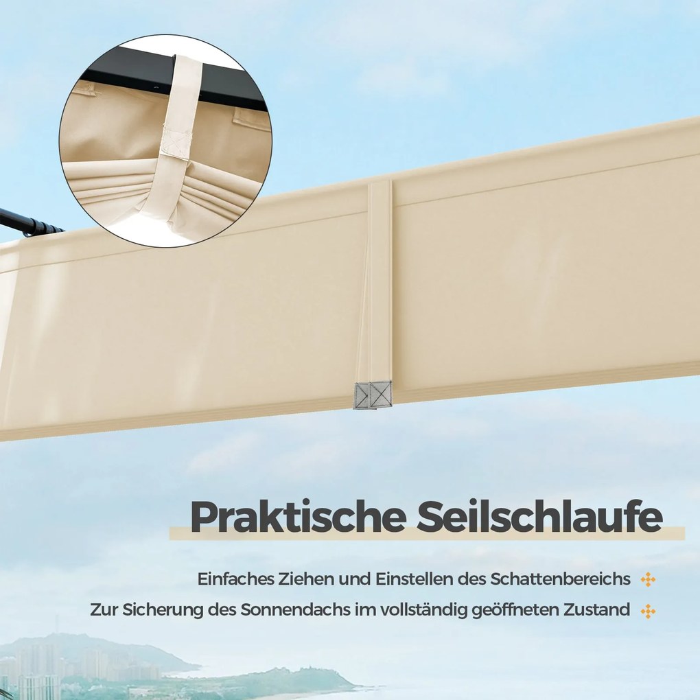 Costway Pergola s posuvnou střechou Vodotěsný altán Zimní zahradní altán
