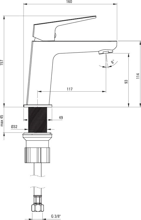Deante Blur, umyvadlová baterie h-157, bílá matná, DEA-BQL_A20M