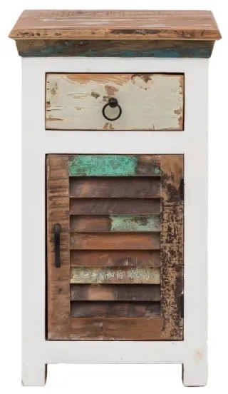 furniture-nabytek.cz - Masivní koupelnová spodní skříňka Perano z recyklovaného dřeva, lakovaná, bílá / barevná – 46×43×80 cm