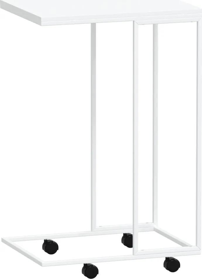 vidaXL Odkládací stolek s kolečky 40x30x63,5 cm kompozitní dřevo [343099] Barva: Bílá