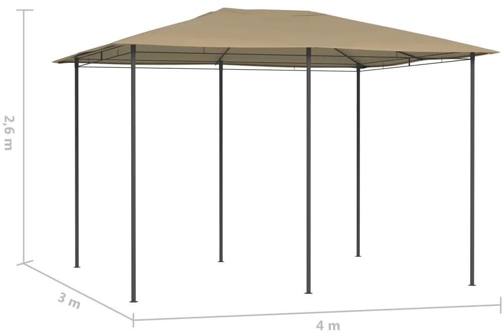 vidaXL Marketos Altán 3 x 4 x 2,6 m taupe 160 g/m²