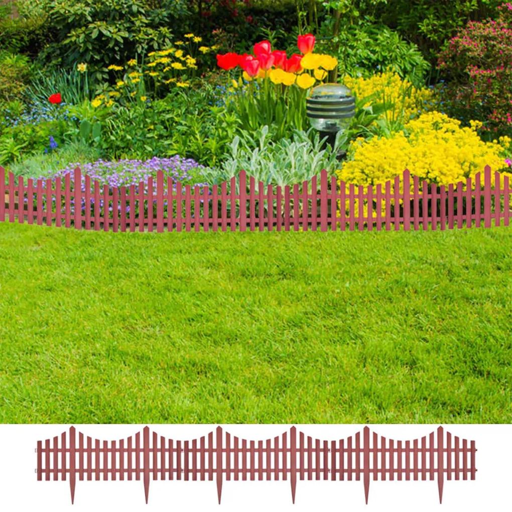 Zahradní dekorativní plot 17 ks 10 m hnědý - Default Title