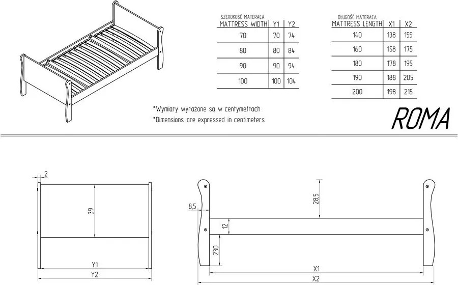 Dětská postel z borovicového dřeva s výsuvným lůžkem s úložným prostorem s roštem 90x200 cm v přírodní barvě Roma – Adeko