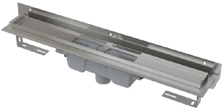 Alcadrain Odtokové žlaby - Sprchový žlab Flexible 1050 mm, s nastavitelným límcem ke stěně, svislý odtok, nerez APZ1004-1050