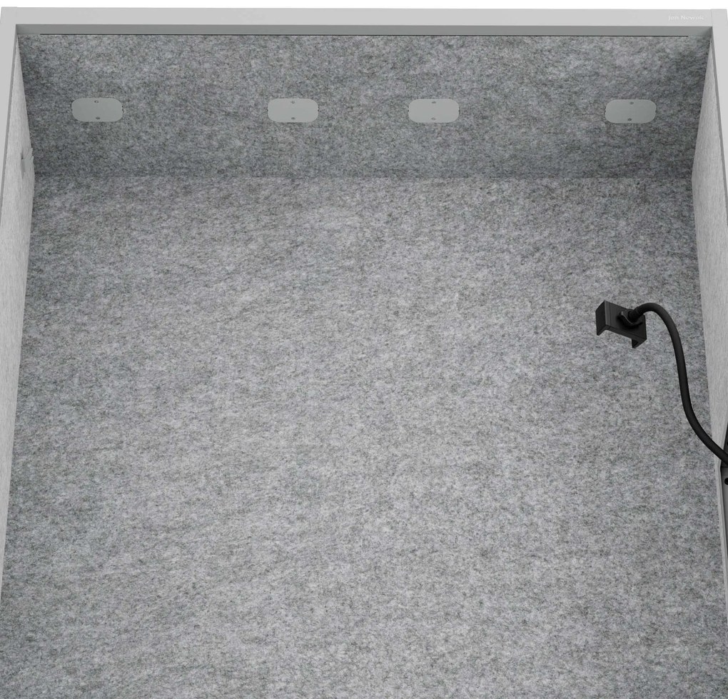 Kancelářská akustická kabina se sedátkem a USB-C portem, korpus šedý / sedák šedá, 1150 mm: SALLY MentalBox
