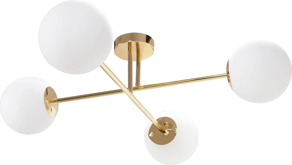 Toolight Tutumi, stropní lampa skleněné koule 4xE27 APP1248-4CP, zlatá lesklá, OSW-14037