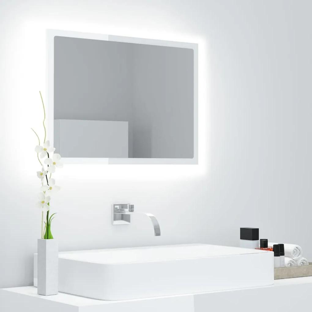 LED koupelnové zrcadlo bílé vysoký lesk 60x8,5x37 cm akrylové - Default Title