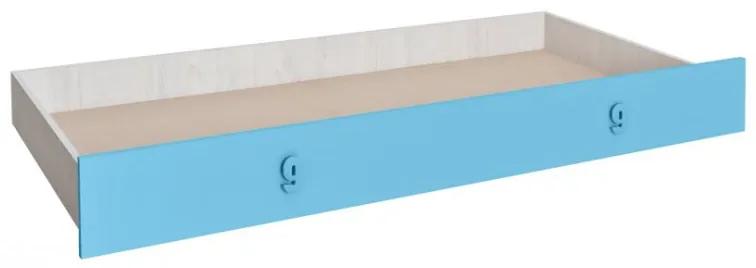 Dětská zásuvka pod postel NUMERO - dub bílý/modrá