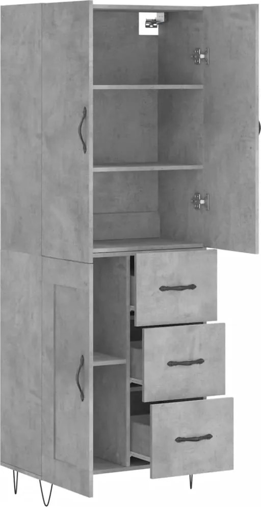 Skříň highboard betonově šedá 69,5x34x180 cm kompozitní dřevo 3198109