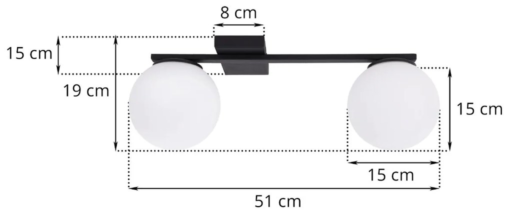 Stropní svítidlo Florence, 2x bílé skleněné stínítko