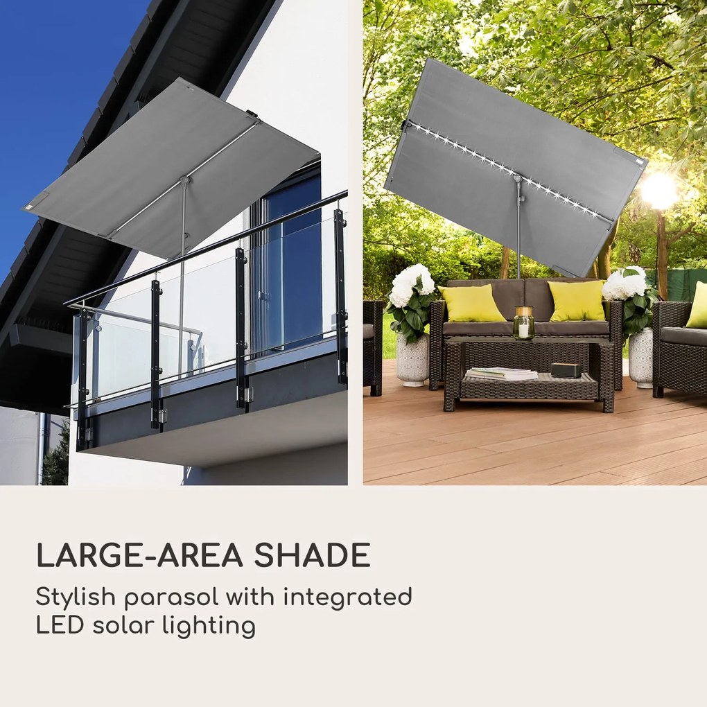 Bayonne, slunečník, 130 x 180 cm, polyester, UV ochrana 50, solární LED