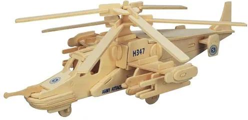 Woodcraft dřevěné 3D puzzle - skládačka Vrtulník KA-50, 12 x 31 x 37 cm