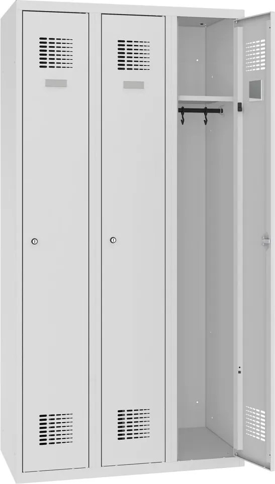 MALOW Šatní skříň kovová Sum 330 W šířka 900 mm [tmavě šedá RAL 7032, tmavě šedá RAL 7032, cylindrický zámek]