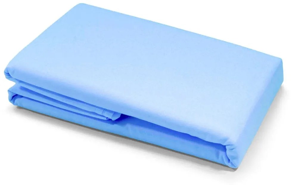 Dětské napínací prostěradlo LUX na matraci 180x80 cm, materiál 100% bavlna, barva modrá, všitá gumička po obvodu prostěradla k obepnutí matrace, hustá a pevná vazba textilie, vyrobeno z nejkvalitnějších bavlněných vláken
