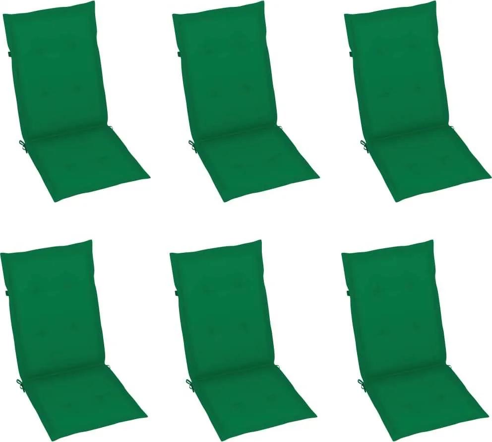 vidaXL Skládací zahradní židle s poduškami 6 ks masivní akácie [3064124] Barva: Zelená