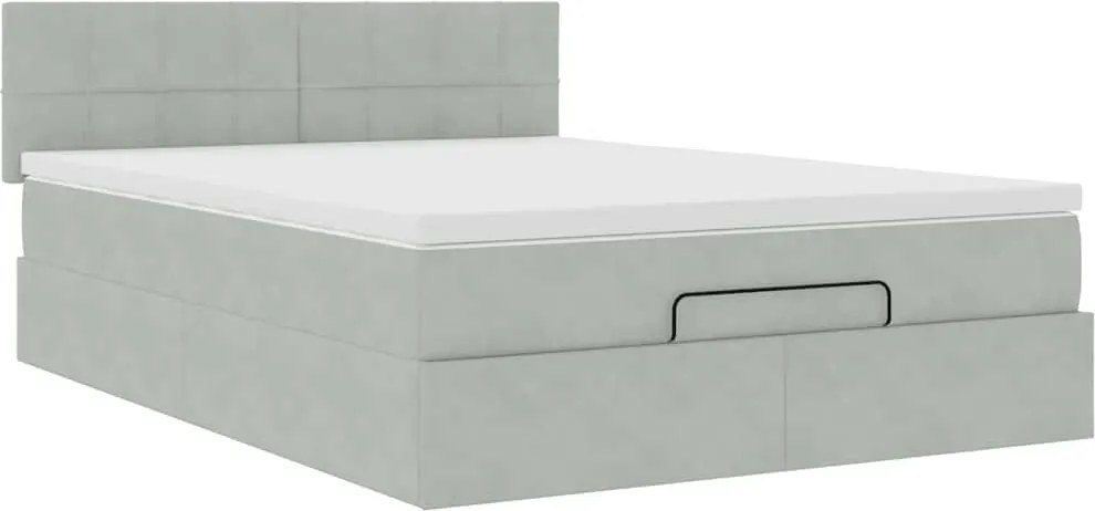 Osmanský rám postele s matrací světle šedá 140x190cm samet 3312620
