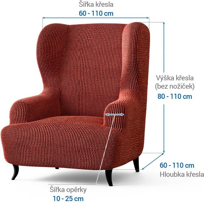 Bielastické potahy COSTINA měděná křeslo ušák (š. 60 - 110 cm)