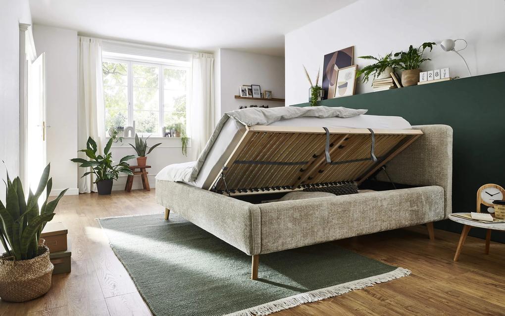 Dvoulůžková postel taupe s úložným prostorem 180 x 200 cm chenille béžová MUZZA