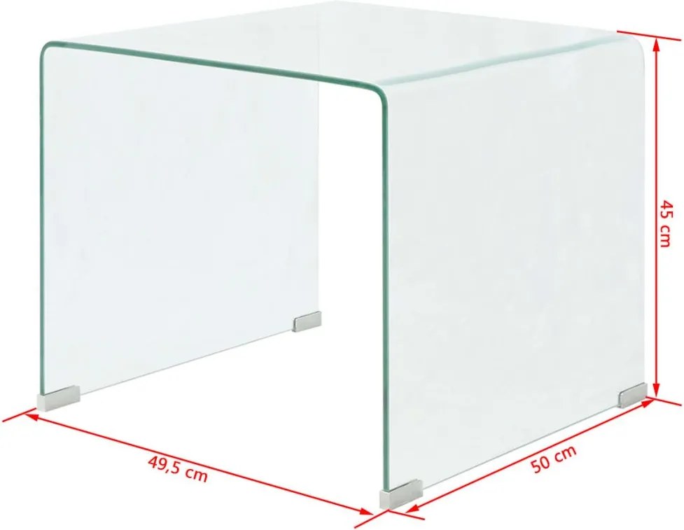 Konferenční stolek tvrzené sklo - 49,5x50x45 cm | čiré