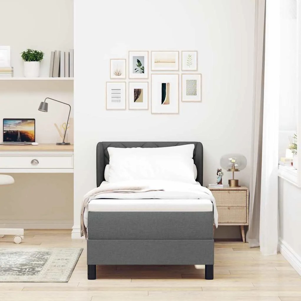 Postel s boxspringem s čelo Tmavě šedá 80 x 200 cm textil 3340053