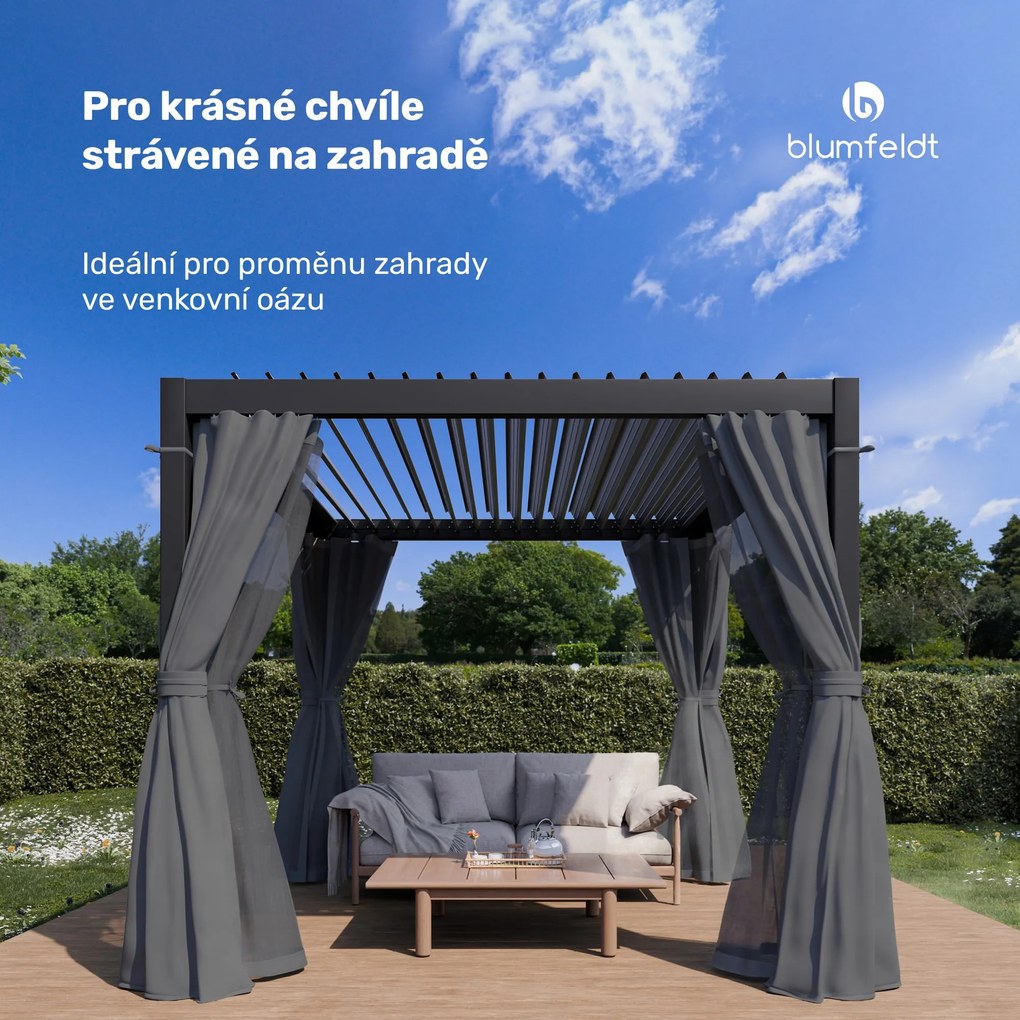 LuminaHaven Pergola 3x3 se závěsy a sítěmi proti hmyzu