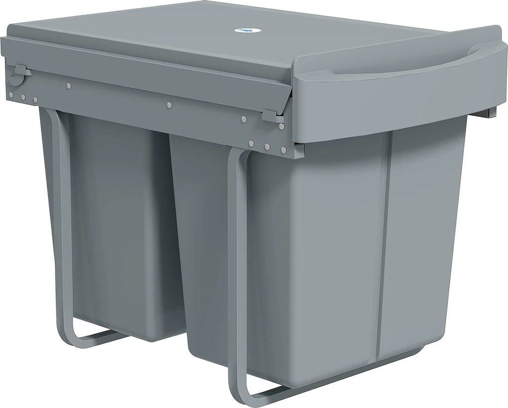 HOMCOM Vysunovací odpadkový koš, 2 x 20 L, vyjímatelné nádoby, plast, kov, šedá