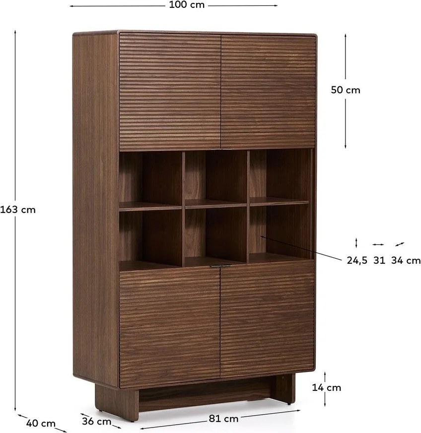 Tmavě hnědá skříňka v dekoru ořechu 100x163x40 cm Norlen – Kave Home