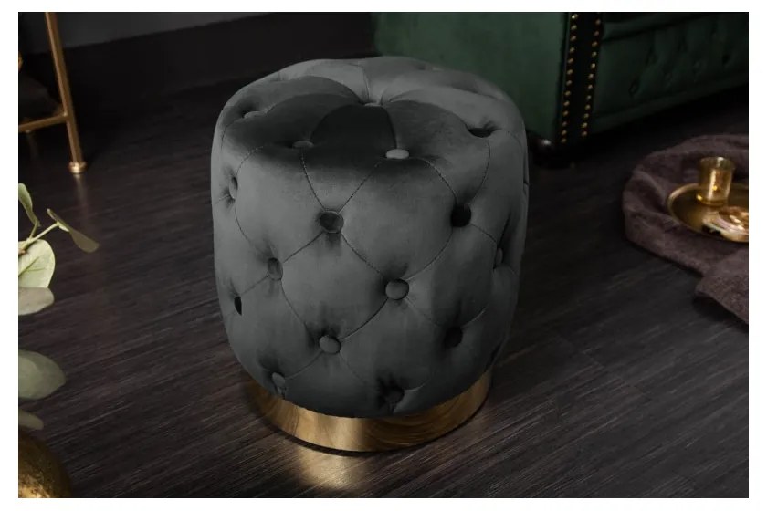 Massive home | Taburet MODERN BAROCK 38 CM černý samet