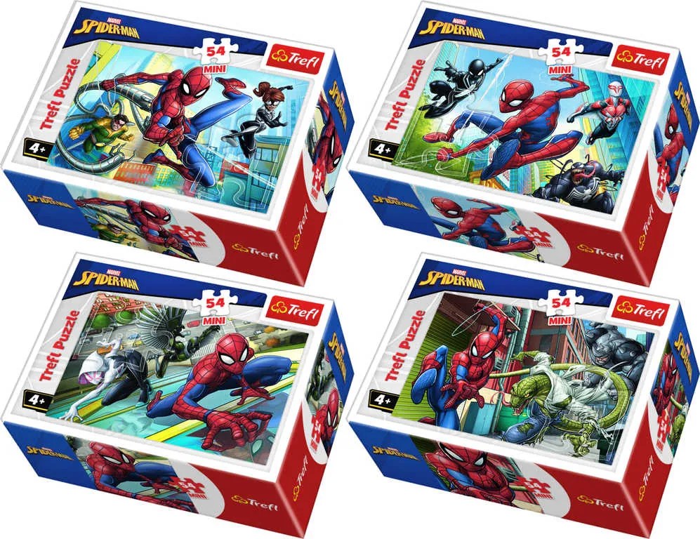 TREFL PUZZLE Spiderman Proti padouchům mini 20x13cm 54 dílků 4 druhy tr154164