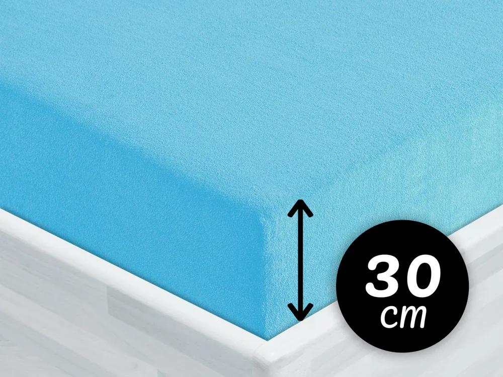 Froté napínací prostěradlo na vysokou matraci FR-017 Azurově modré 90 x 220 - výška 30 cm