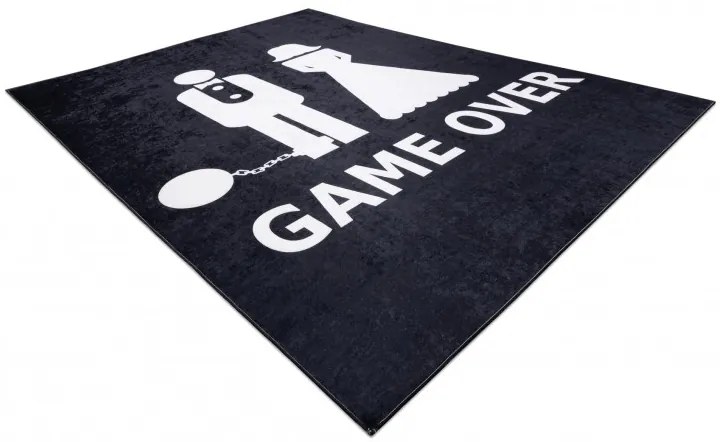 Dywany Łuszczów, Kusový koberec Bambino 2104 Game Over black, 120x170, černobílá, chodba / předsíň