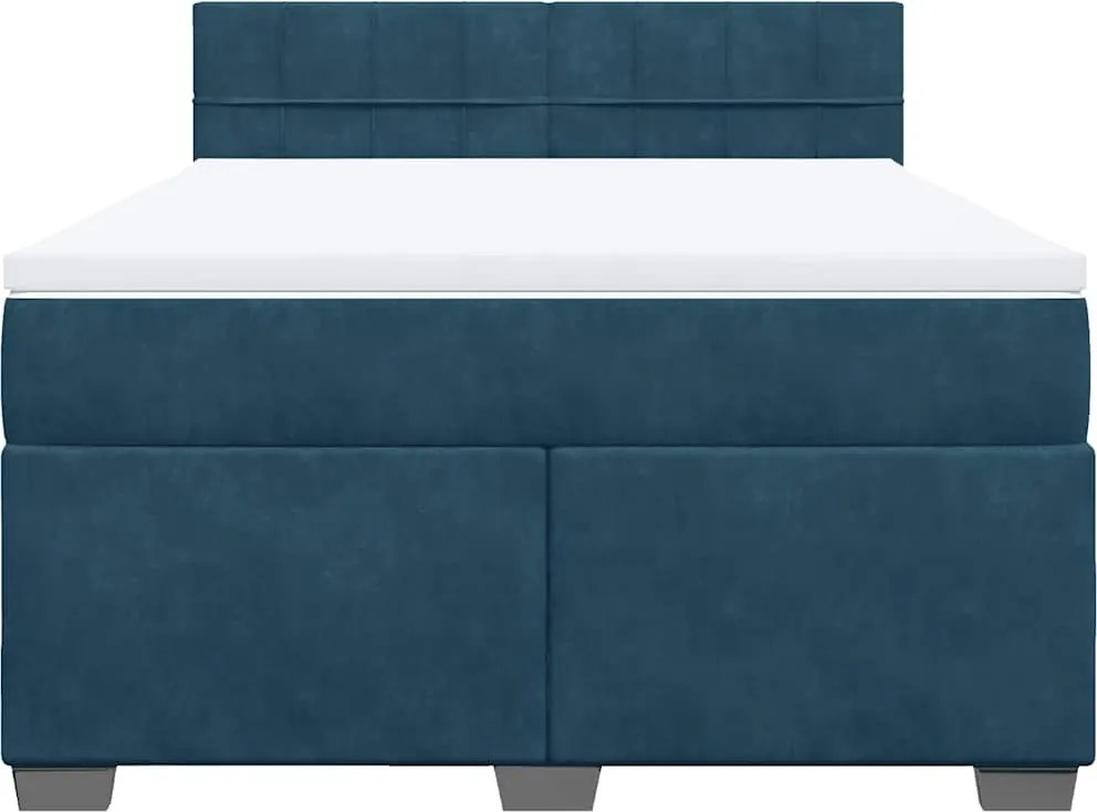 Box spring postel s matrací modrá 160 x 200 cm samet 3286358
