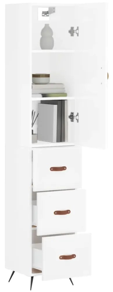 Skříň highboard bílá s vysokým leskem 34,5x34x180 cm kompozit,  3198827