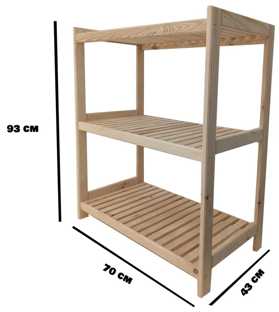 Krušnohorský nábytek Dřevěný regál 3P7043 70 x 93 x 43 cm borovice