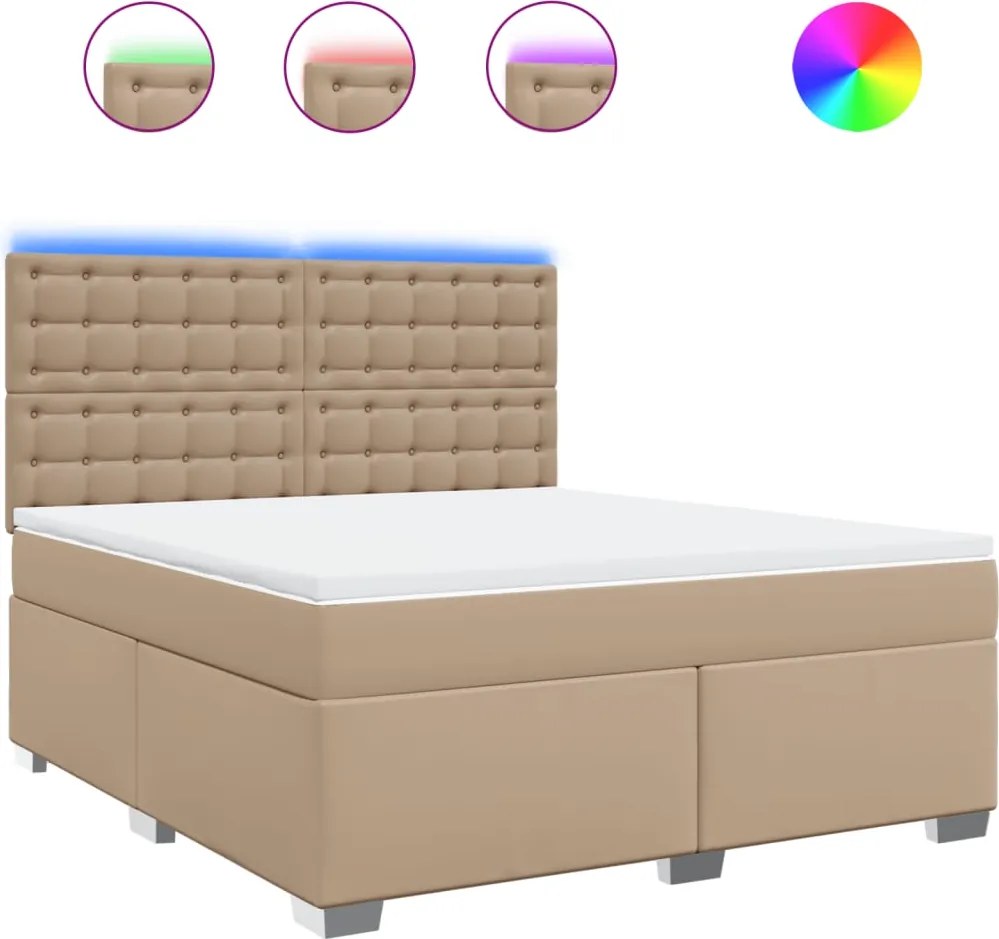 Box spring postel s matrací cappuccino 180 x 200 cm umělá kůže 3293035
