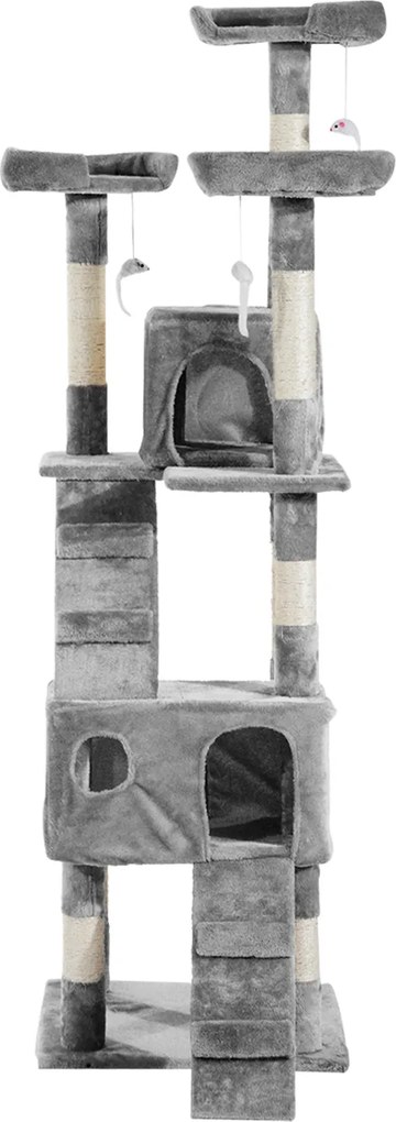 Škrabací strom PawHut XXL Cat Cave Ladder Climbing Tree Multilevel Grey 50x50x170cm | Aosom