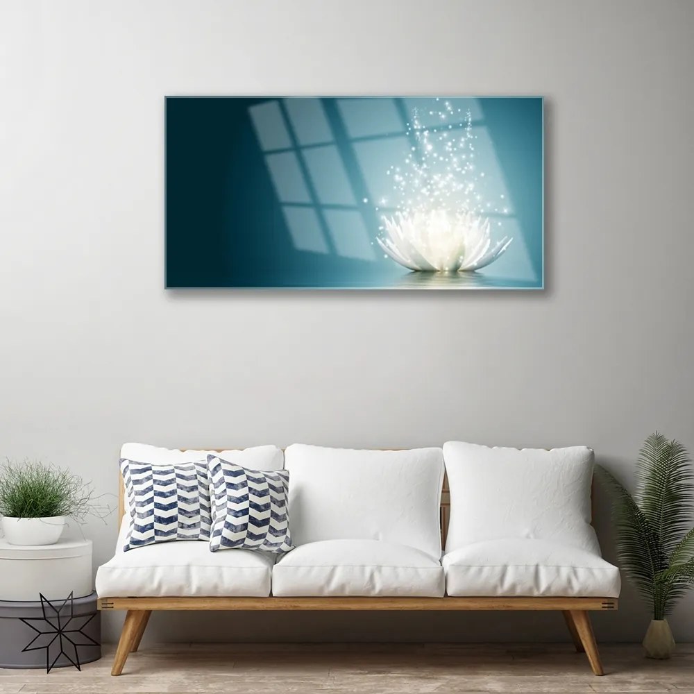 Obraz na skle Květ Lotosu 125x50 cm
