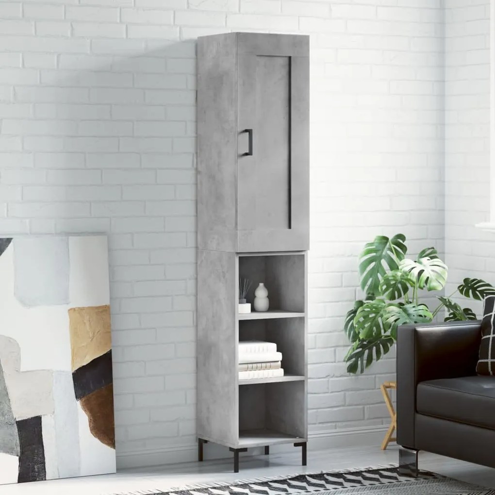 Skříň highboard betonově šedá 34,5x34x180 cm kompozitní dřevo 3200325