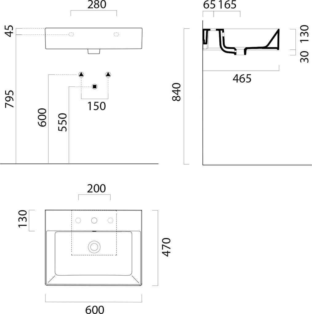 GSI Sapho, KUBE X keramické umyvadlo 60x47 cm, rektifikovaná verze, bílá ExtraGlaze
