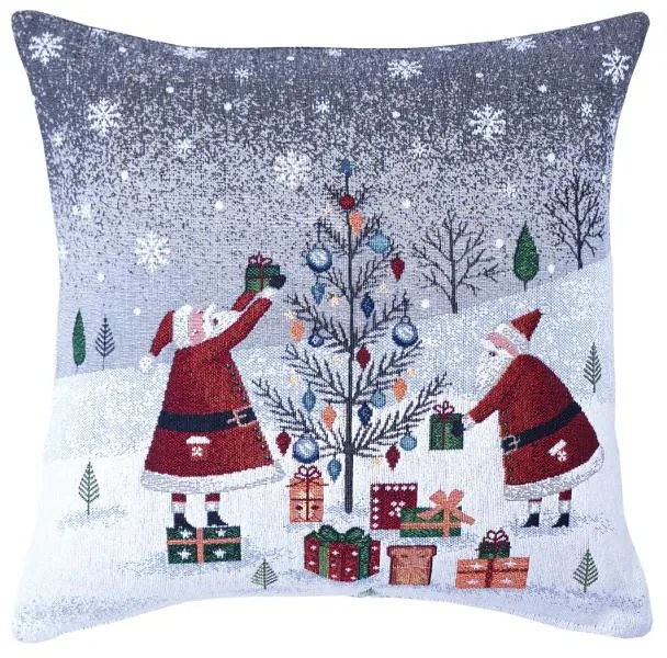 SCANquilt povlak MOTIV santové s dárky bíločervená 45 x 45 cm