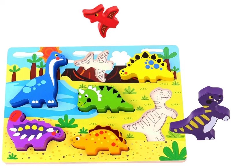 Tooky Toy Dětské dřevěné puzzle zvířátka z pravěku