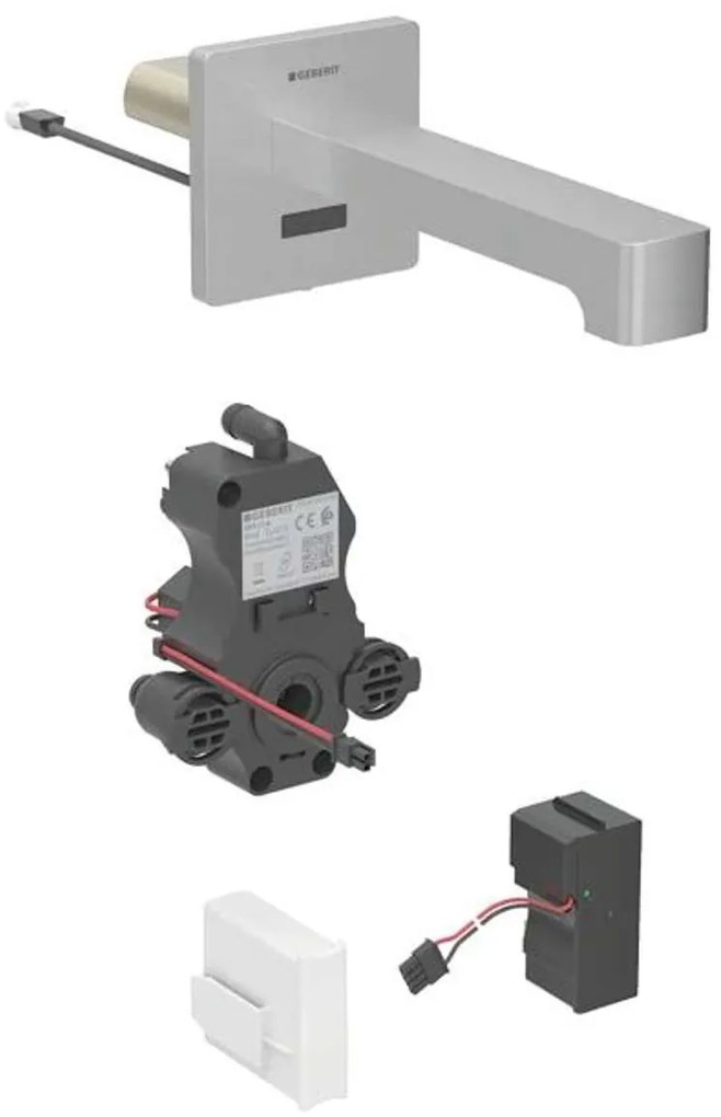 Geberit Brenta - Elektronický umyvadlový ventil pod omítku, pro studenou vodu, síťové napájení, easy to clean, kartáčovaná nerez 116.271.SN.1